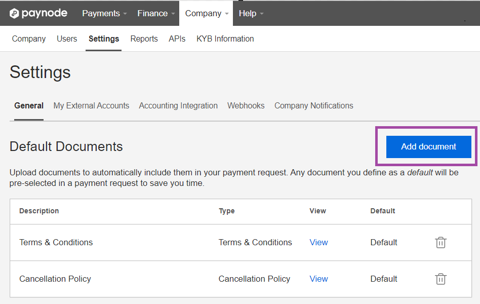 Paynode payment settings 🔗 – Avinode Group