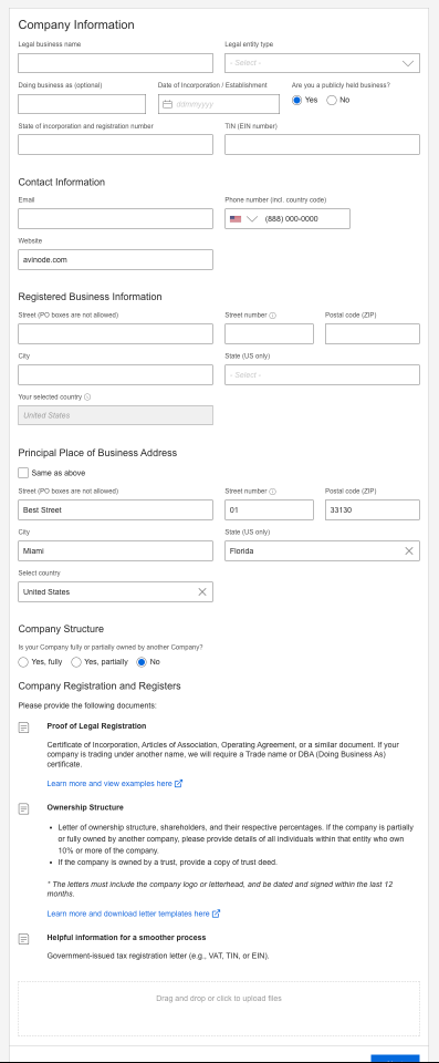 KYB information form – Avinode Group