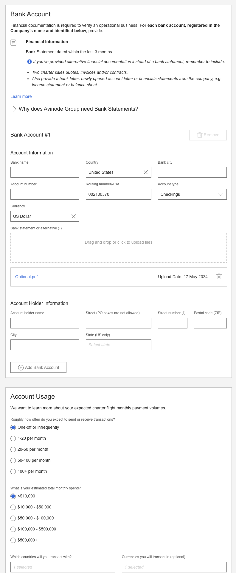 KYB information form – Avinode Group